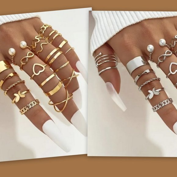 Jewelry | Nwot 22 Golden Color Rings Or Silver Color Rings For Ladies ...